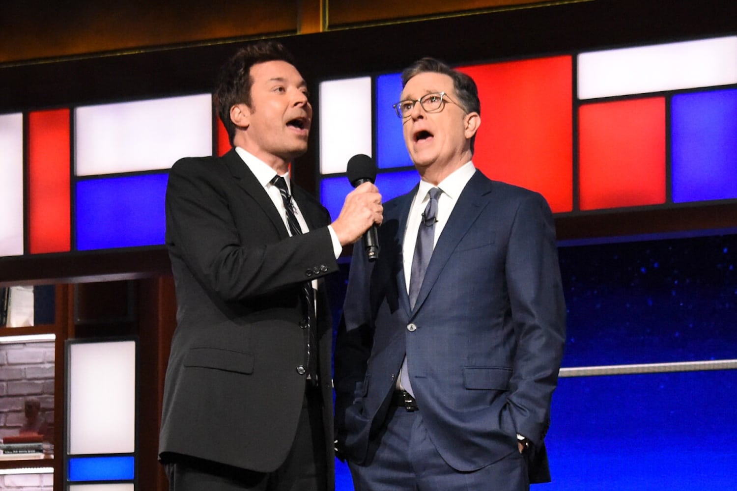 Jimmy Fallon Serenades Stephen Colbert in First-Ever 'Late Show' Interview