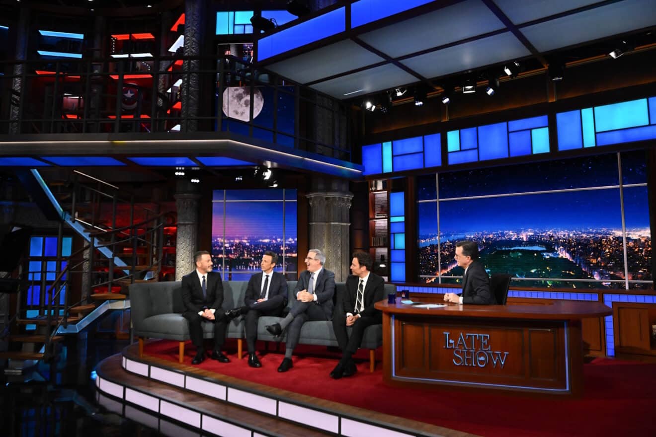 First Look Photos: Stephen Colbert Hosts 'Strike Force Five' Reunion ...