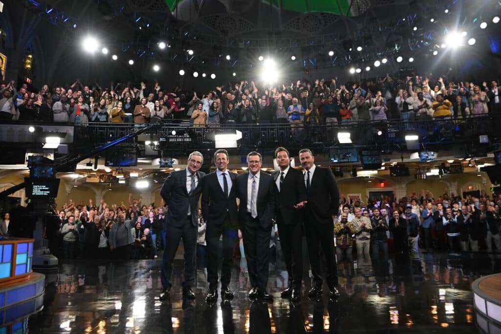 First Look Photos: Stephen Colbert Hosts 'Strike Force Five' Reunion ...